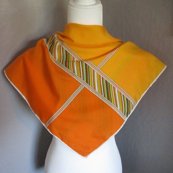 Vintage | Accessories | 97s Yellow Orange Striped Scarf | Poshmark